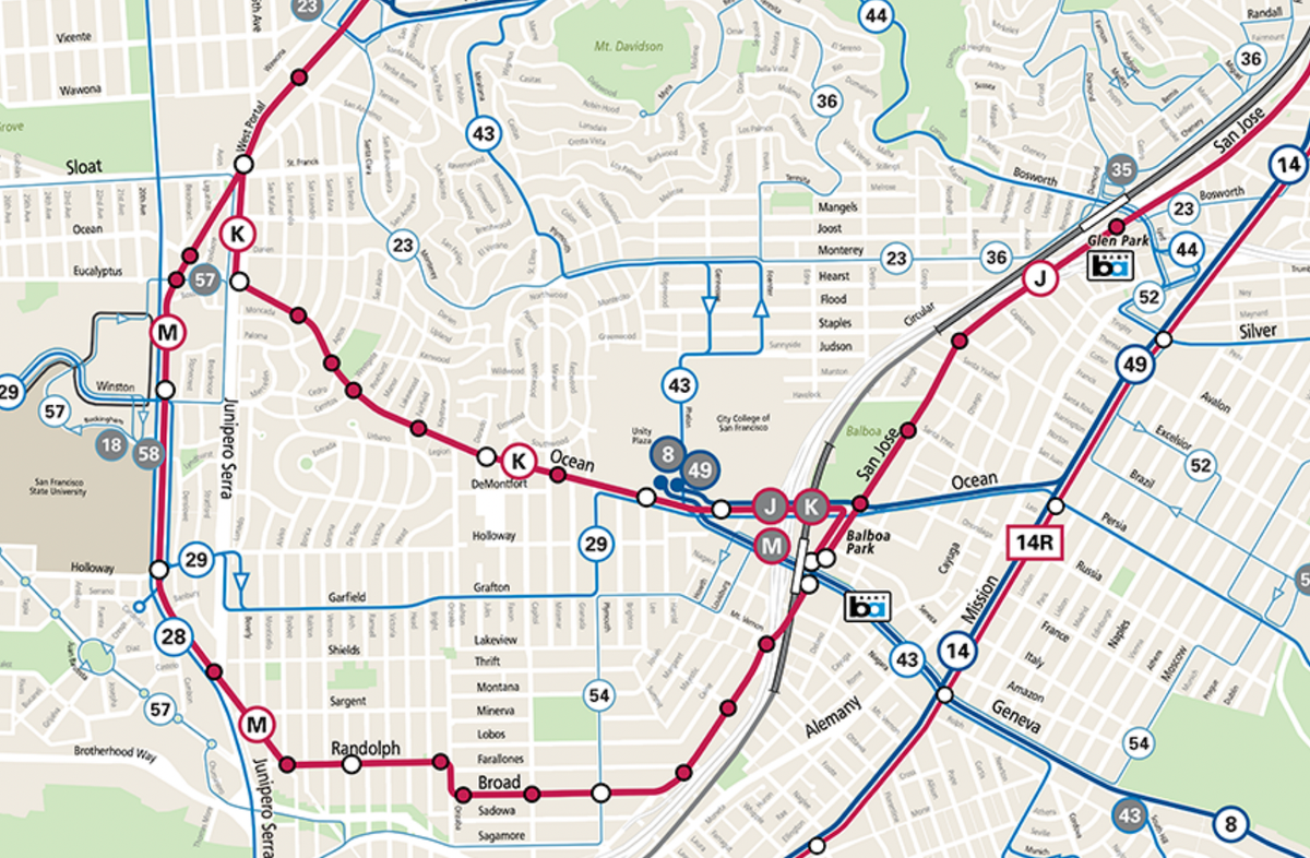 All of the Public Transit Lines That Serve Ingleside