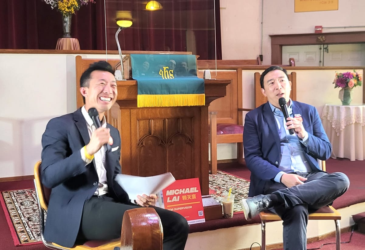 Andrew Yang Visits Ingleside For Discussion With Michael Lai