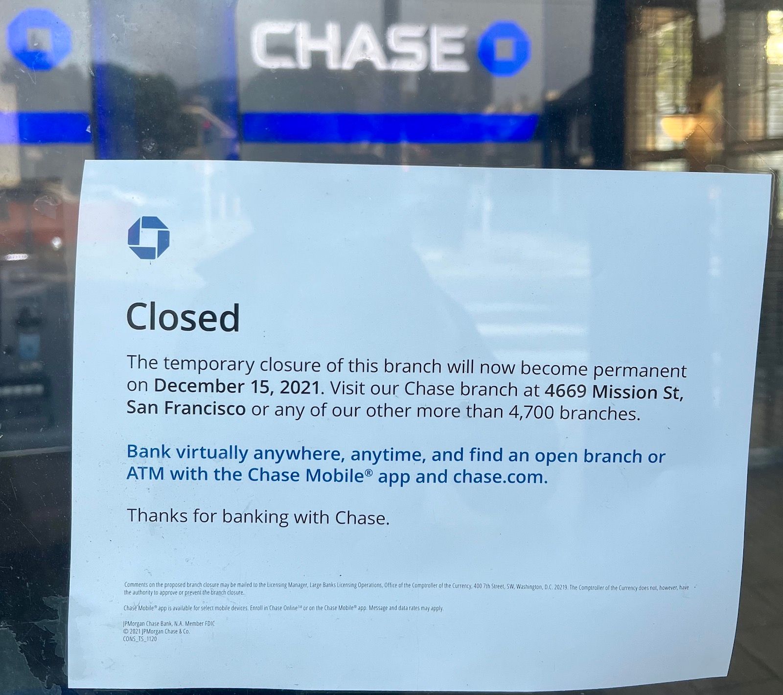 Chase Bank Closes Ingleside Location For ‘Environmental Reasons’